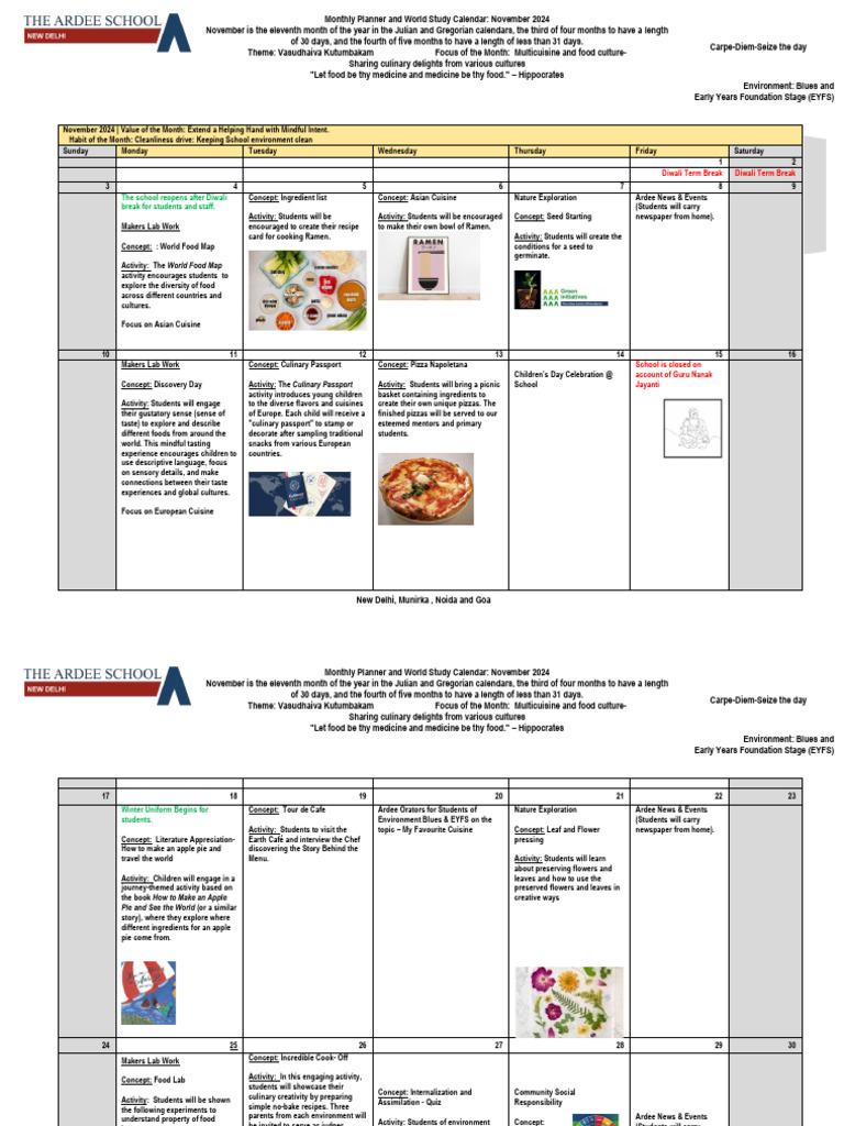WS - November Blue and EYFS | PDF | Cuisine | Food And Drink Preparation