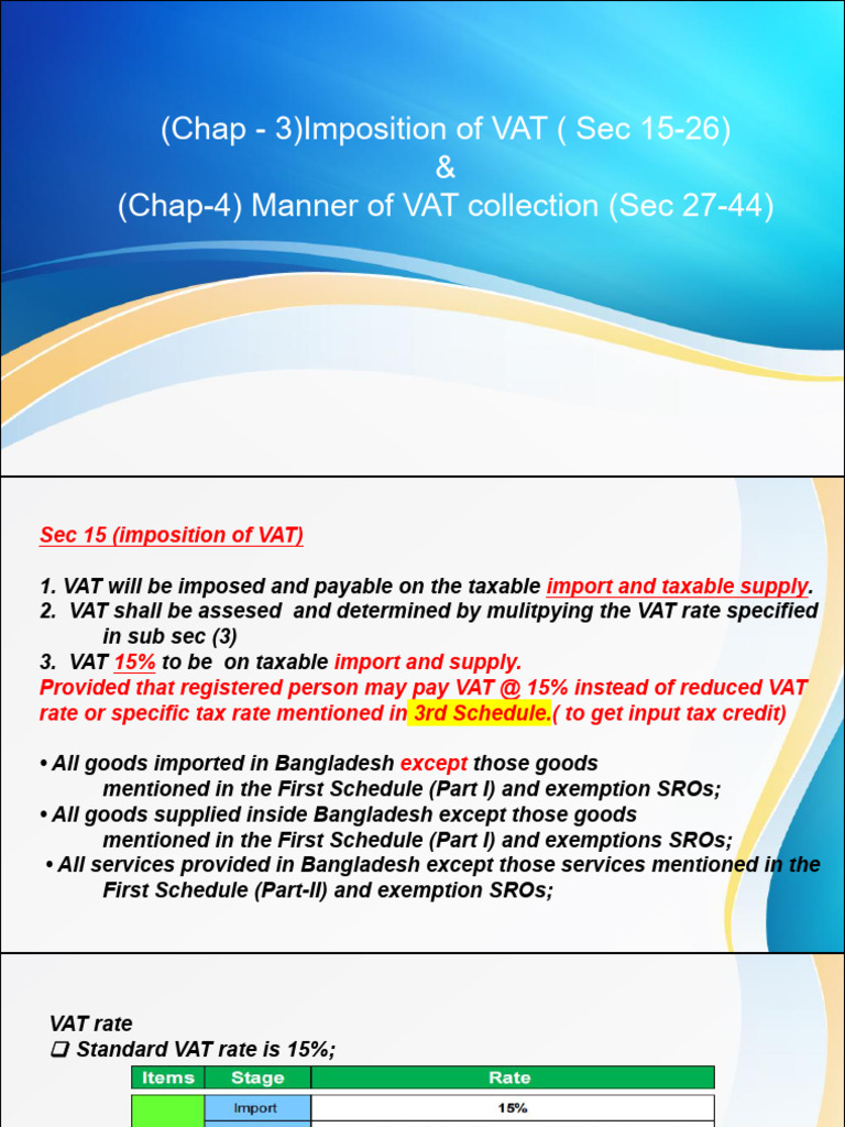 Class # 3 Chap - 3. 4 (Sec - 15-44 - Imposition & Manner of VAT ...