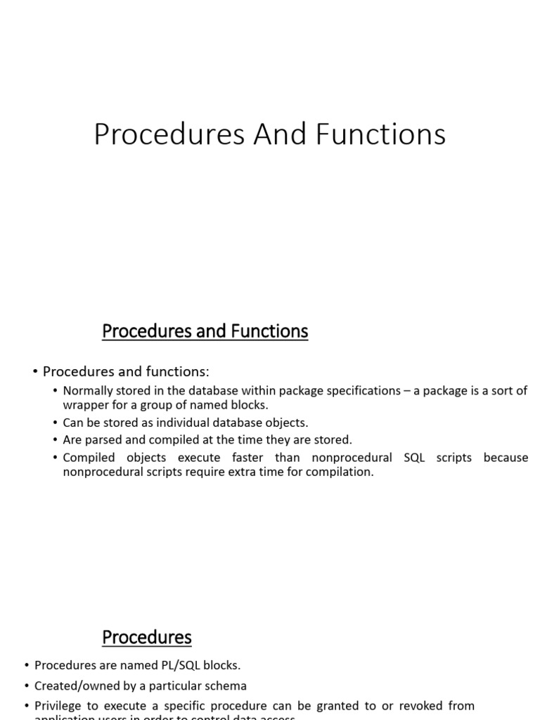 Procedures And Functions Pdf Pdf Parameter Computer Programming Plsql