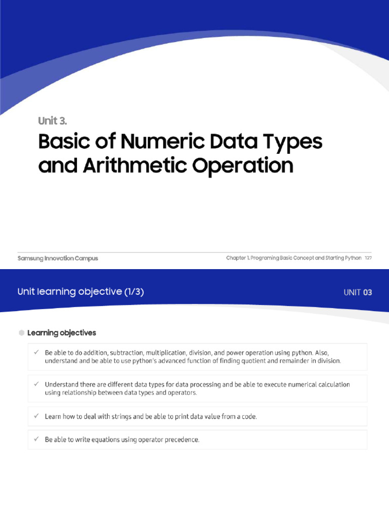 Basic of Numeric Data Types, ICT Cource | PDF | Division (Mathematics) | Data Type