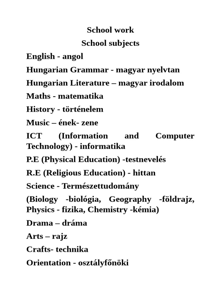 School Subjects | PDF