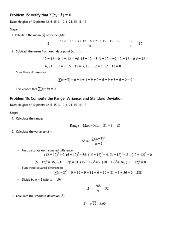 Problems Solution | PDF | Standard Deviation | Variance