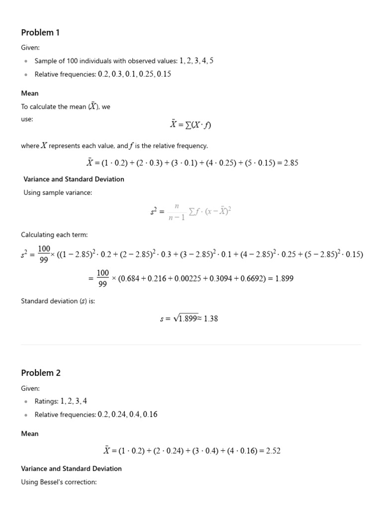 Solution of The Five Problems | PDF | Variance | Standard Deviation