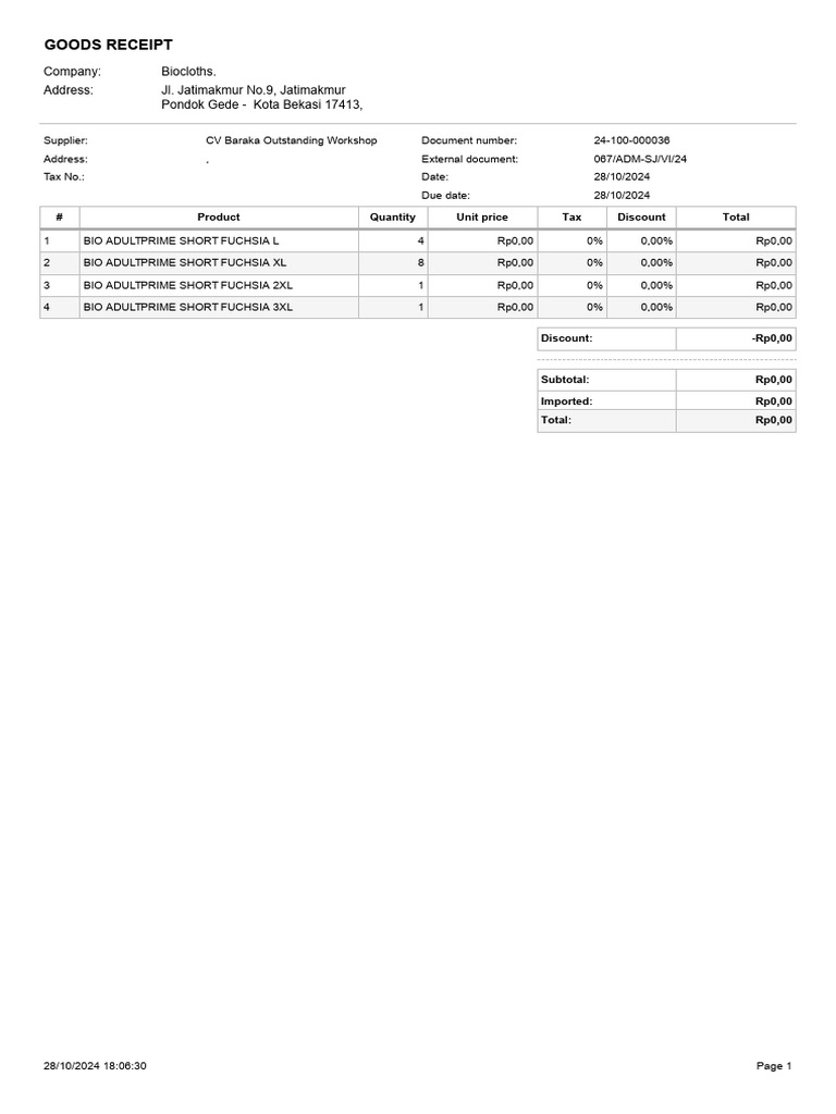 Good Receipt Bio 28-10-2024 | PDF