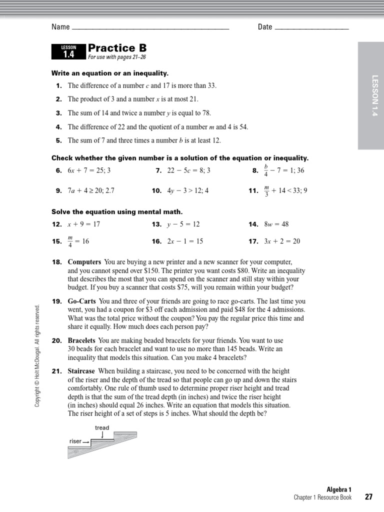 1.4 Practice B | PDF | Mathematics | Mathematical Concepts