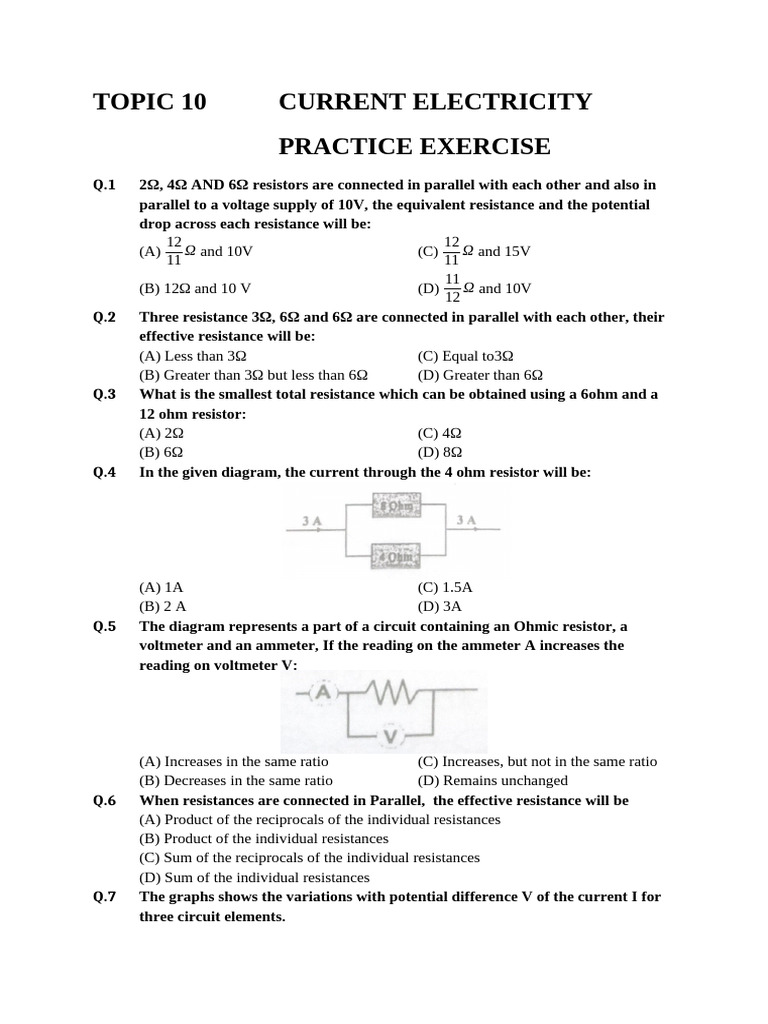 Topic 10 Current Electricity | PDF | Electrical Resistance And ...