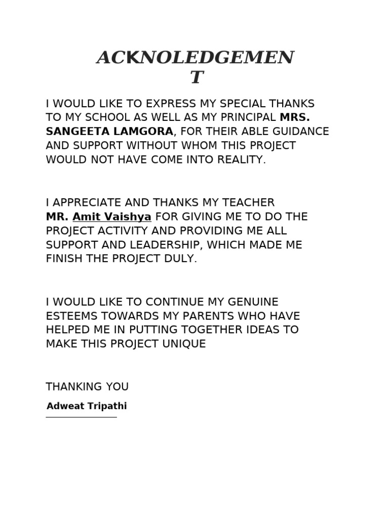 Acknowledgement New | PDF | Self-Improvement