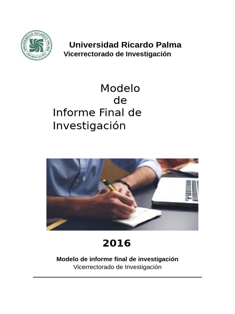 Formato Modelo de Informe Final de Investigacion 2 PDF | PDF | Investigación cuantitativa ...