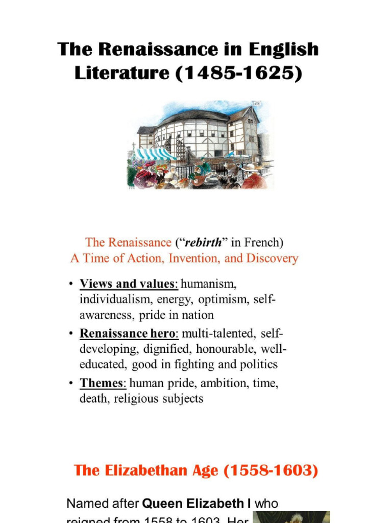 Representative of Renaissance in English Literature. | PDF