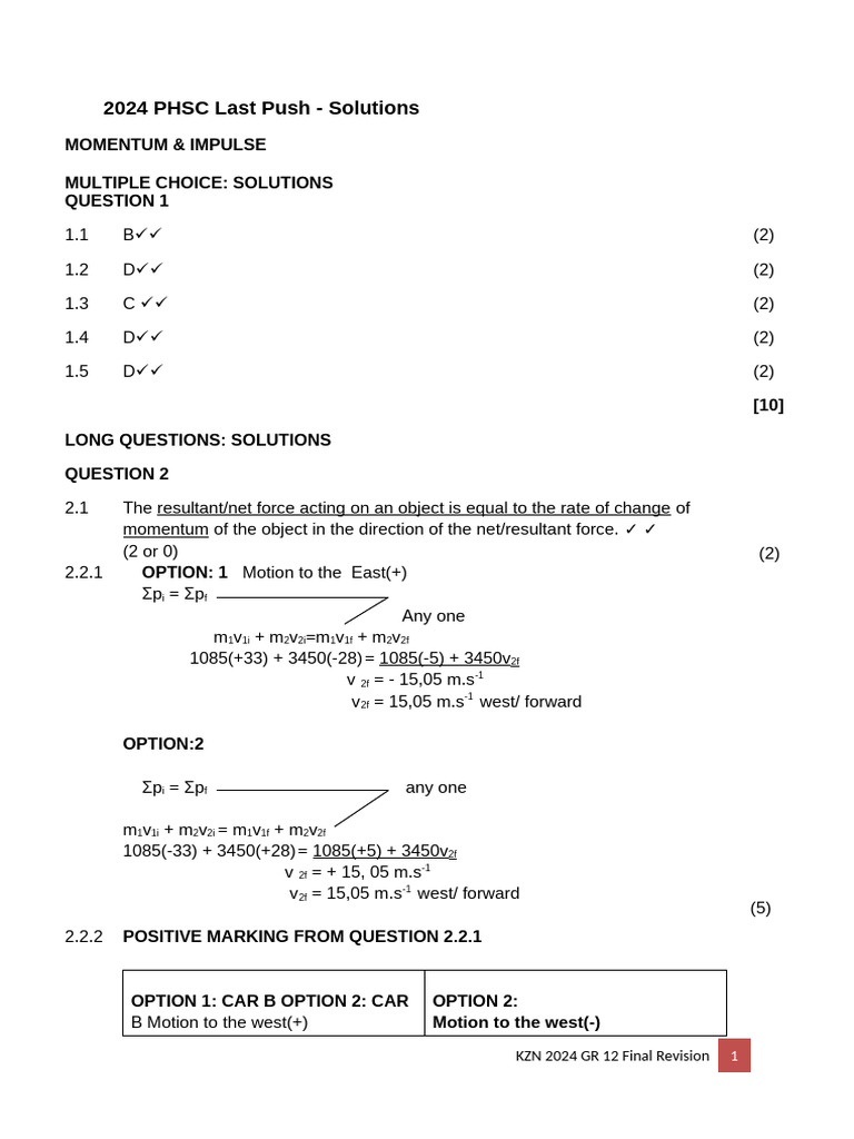 2024 Physical Sciences Final Push Revision - Solutions | PDF | Doppler ...