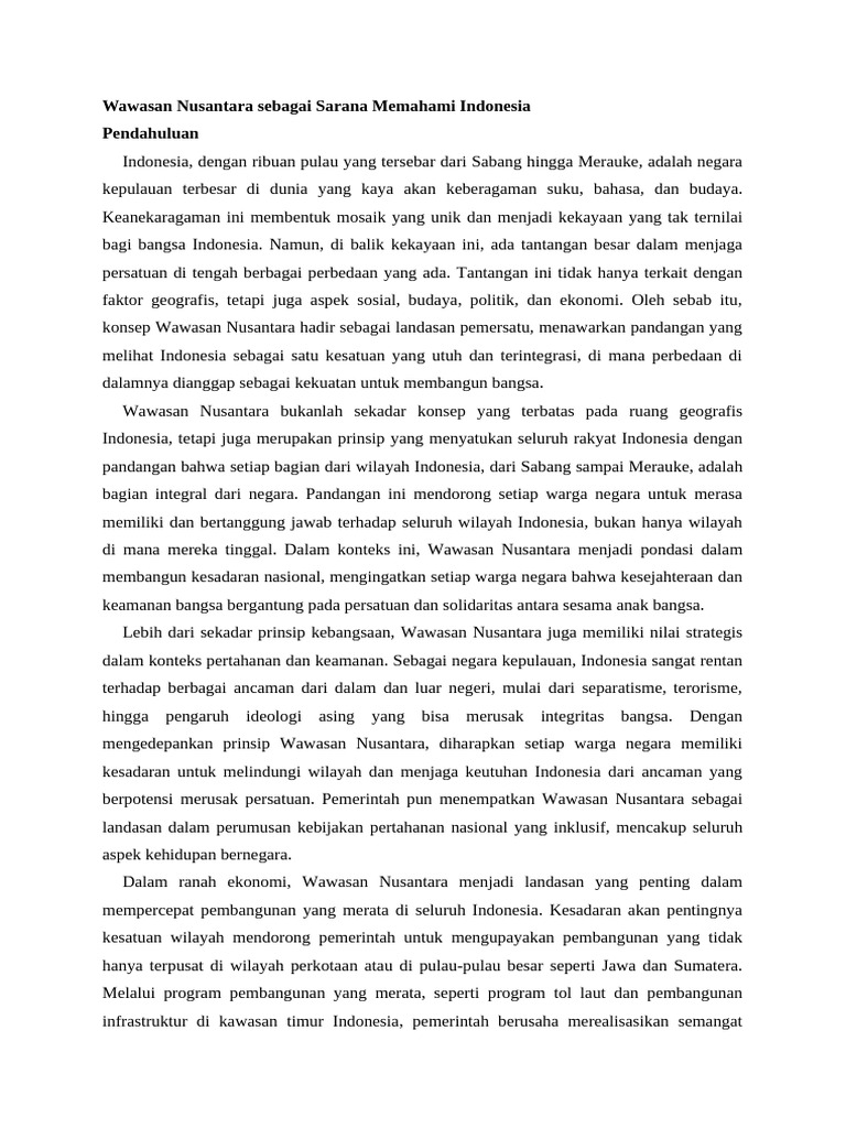 Wawasan Nusantara Sebagai Sarana Memahami Indonesia | PDF