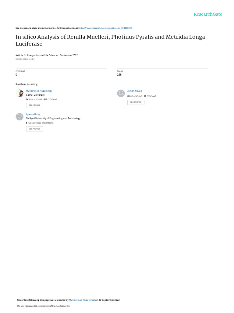 250 Otherfileifany 2122 1 10 20220917 | PDF | Luciferase | Active Site