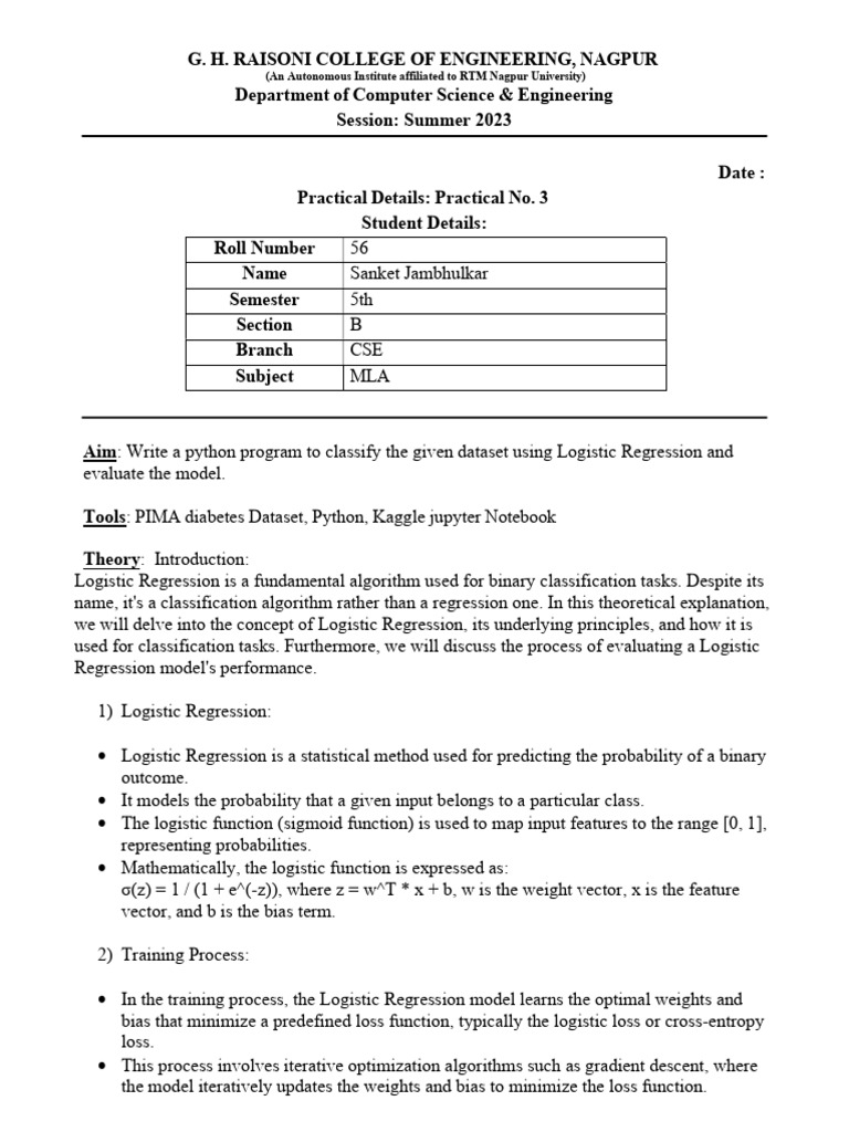 MLA-4 | PDF | Receiver Operating Characteristic | Logistic Regression