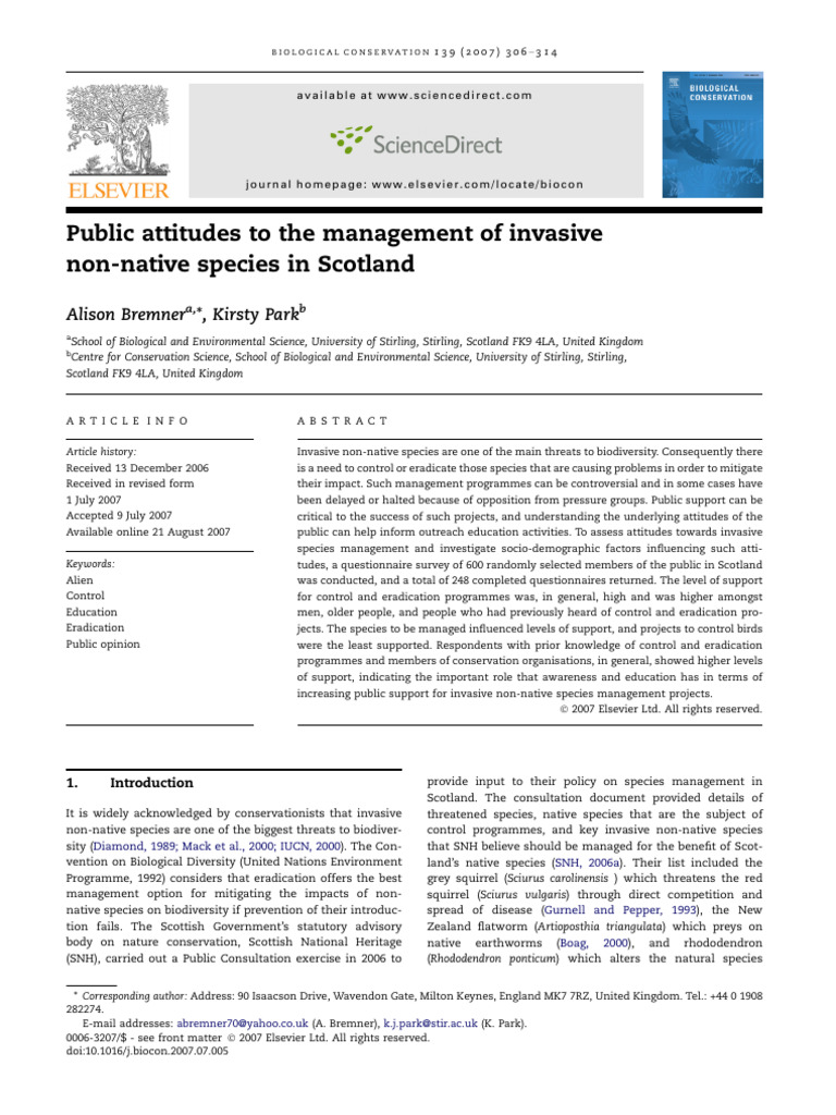 Alison Bremner - Kirsty Park | PDF | Invasive Species