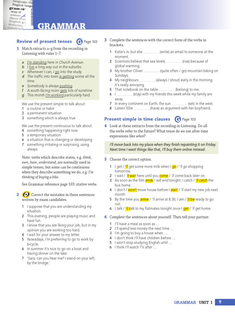 Review. Present Tenses & Past Tenses | PDF | Grammatical Tense ...