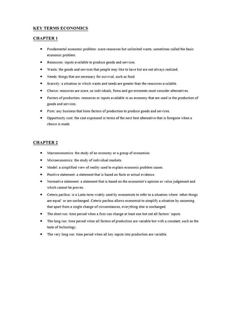 Key Economic Terms Explained | PDF