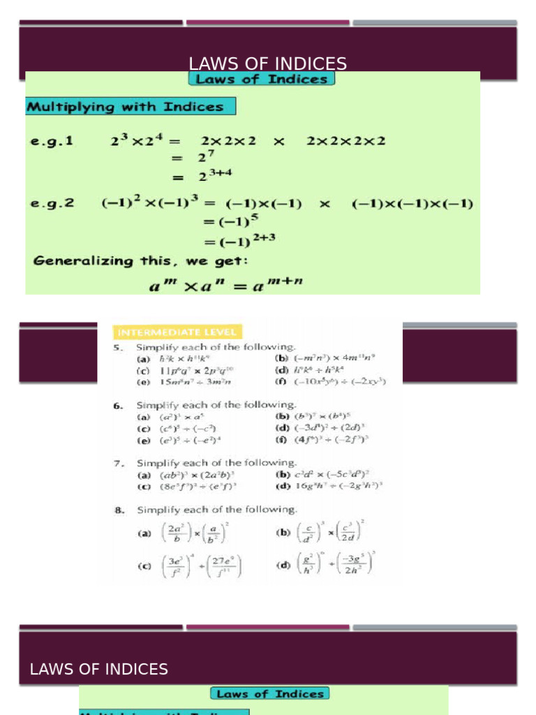 Laws of Indices | PDF