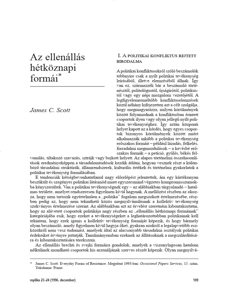James Scott: Az Ellenállás Hétköznapi Formái | PDF