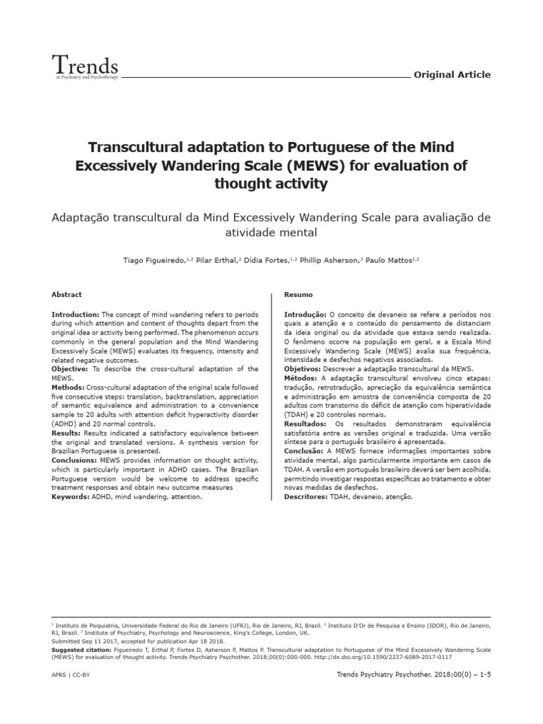 Transcultural Adaptation To Portuguese of The Mind | PDF | Attention ...