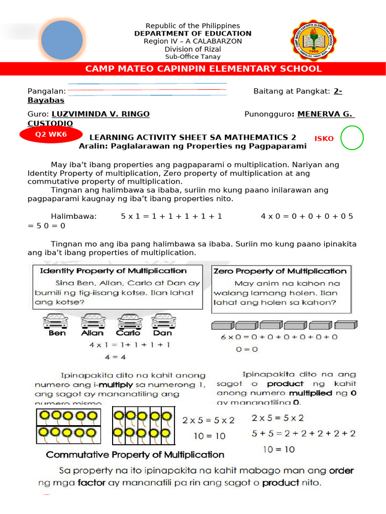q2 w6 Math Fil Esp Music Pe | PDF