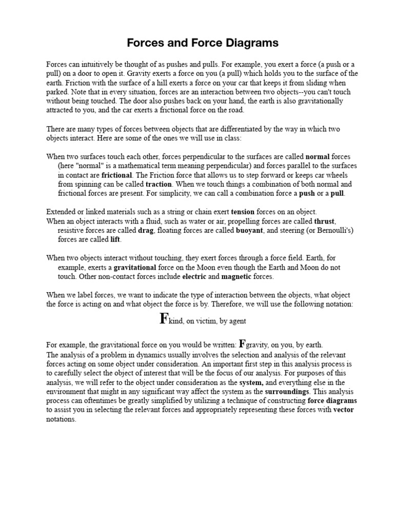 Forces & Force Diagrams Reading | PDF | Force | Rotation