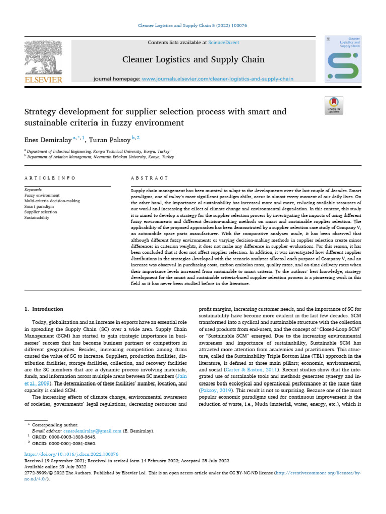 Cleaner Logistics and Supply Chain | PDF | Supply Chain Management ...