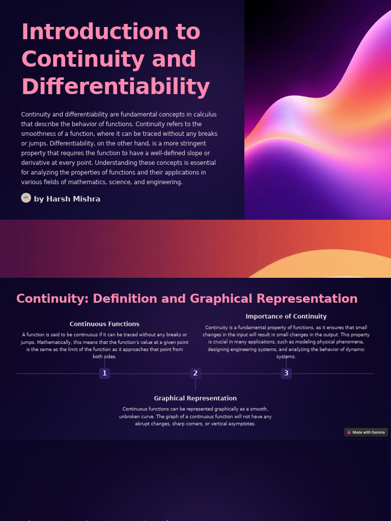 HARSH MISHRA Introduction-to-Continuity-and-Differentiability | PDF | Derivative | Tangent