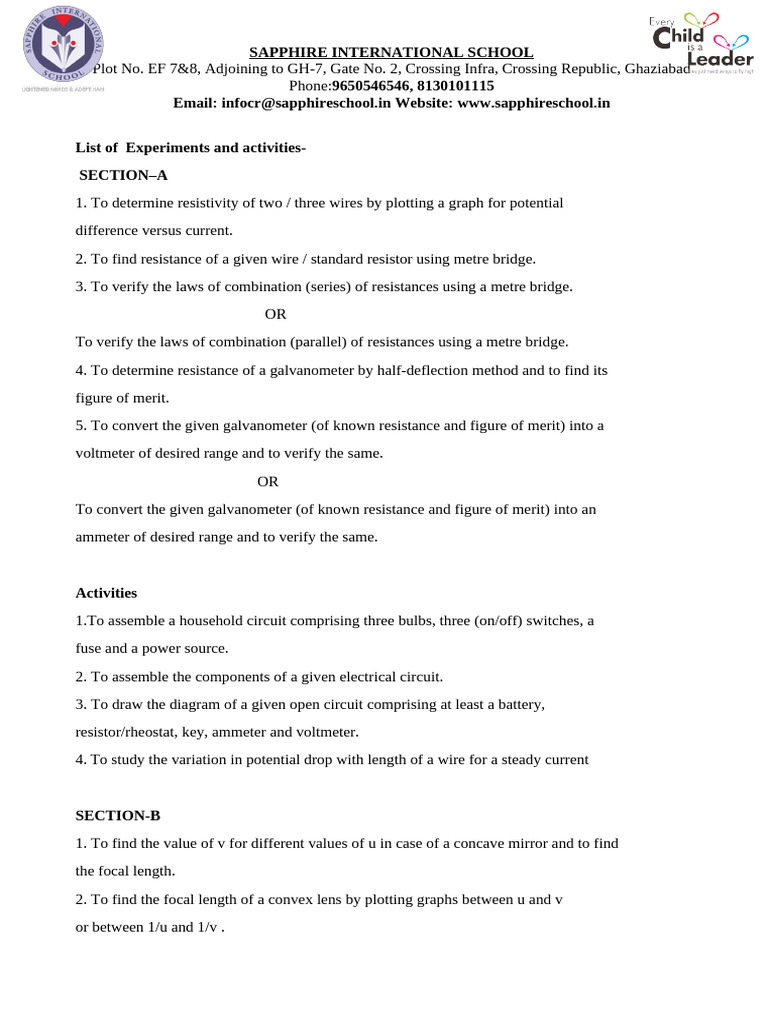 Practicals For Session 24-25 | PDF | Teaching Methods & Materials | Science & Mathematics