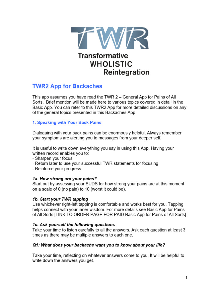 TWR2 Backache Relief App Guide | PDF