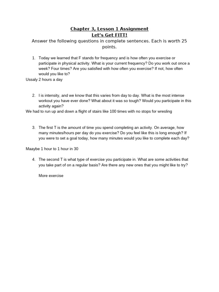 Chapter 3, Lesson 1 Assignment | PDF