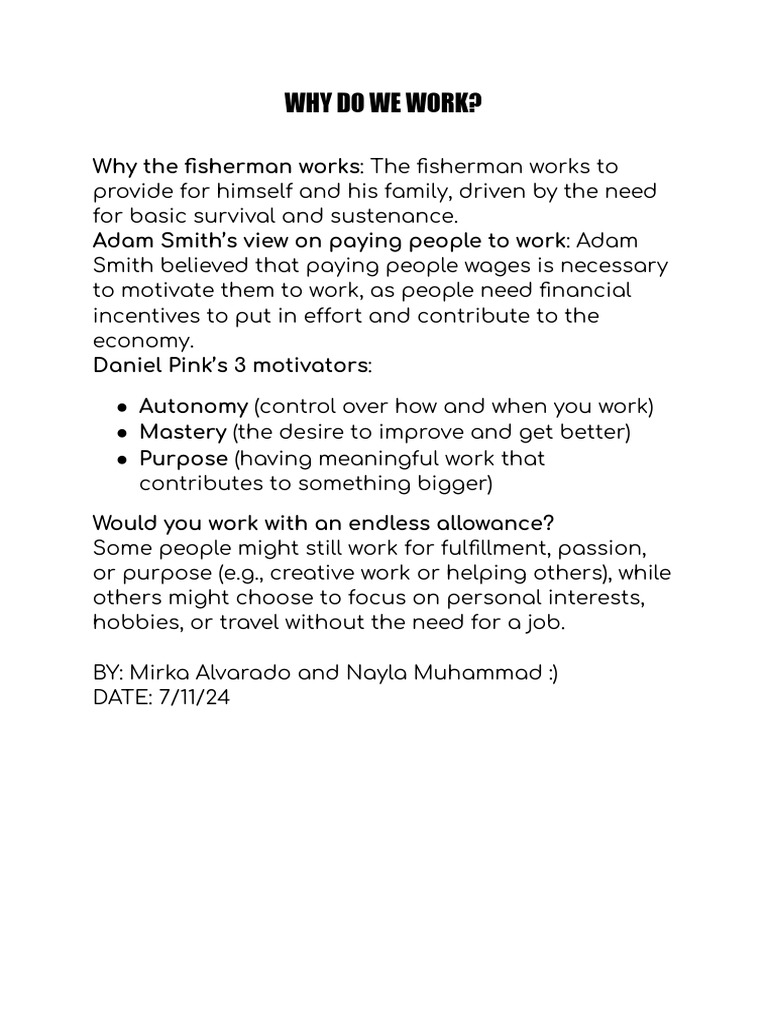 Understanding Work Motivations | PDF