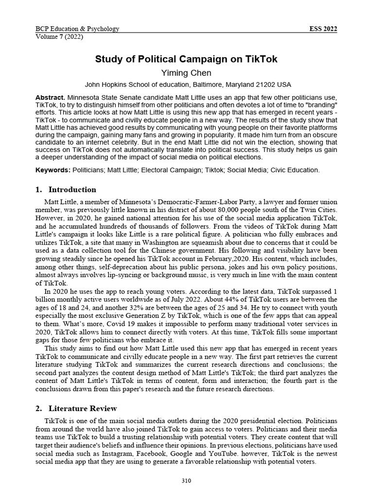 Study of Political Campaign On TikTok | PDF | Social Media | Popular ...