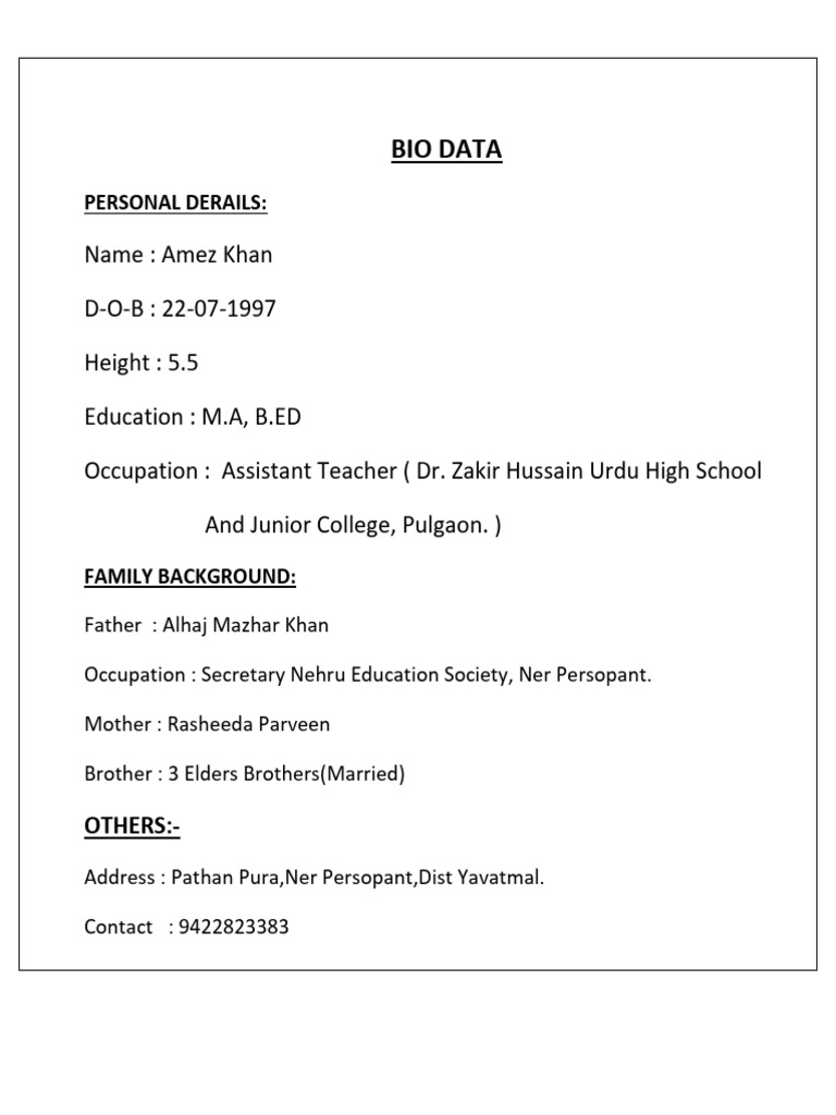 Biodata 1 | PDF