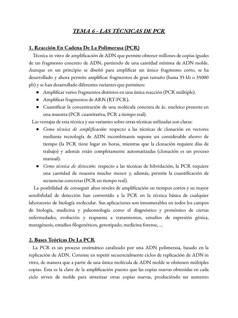 Tema 6 BMC | PDF | Reacción en cadena de la polimerasa | Reacción en cadena de la polimerasa en ...