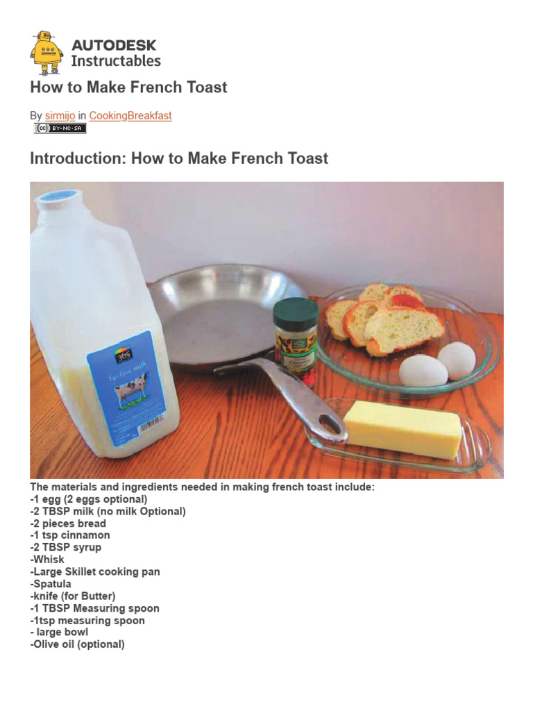 Modified How To Make French Toast - 5 Steps - Instructables | PDF