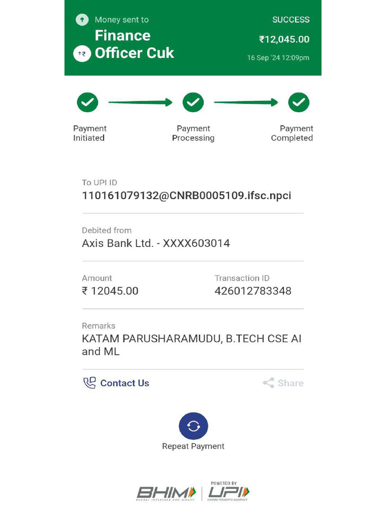 Cuk Hostel Fee Payment | PDF