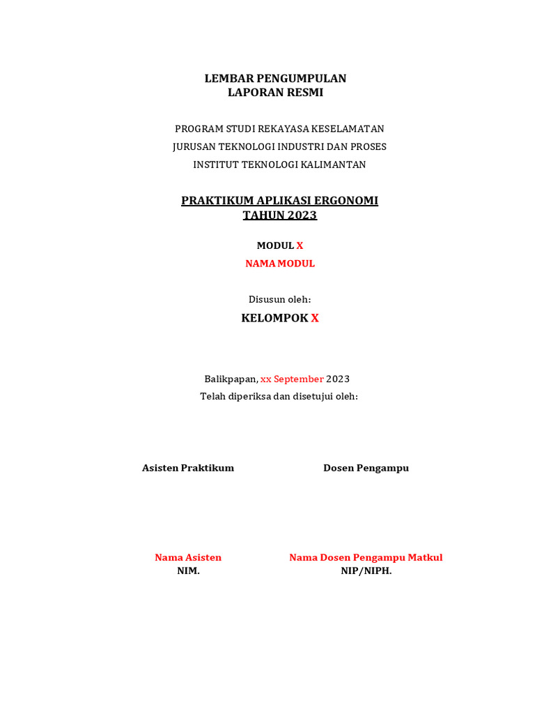 Lembar Pengumpulan Lapres | PDF