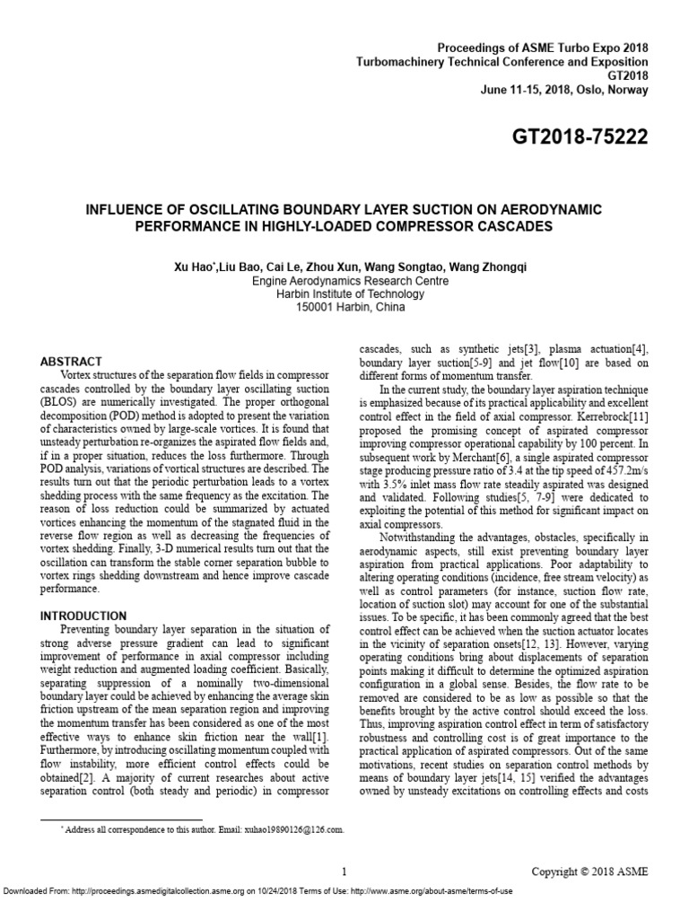 Influence Of Oscillating Boundary Layer Suction On Aerodynamic Performance In Highly Loaded