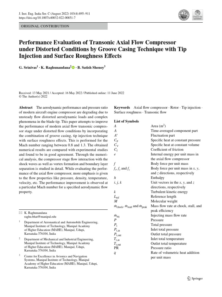 Performance Evaluation of Transonic Axial Flow Compressor Under Distorted Conditions by Groove ...