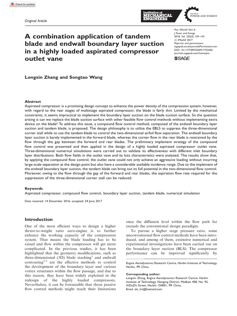 Zhang Wang 2017 A Combination Application of Tandem Blade and Endwall ...