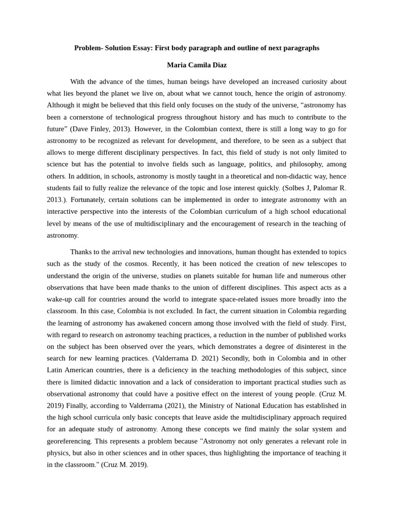 PS Essay Body Paragraph 1 Camila Diaz | PDF | Cognition | Liberal Arts ...