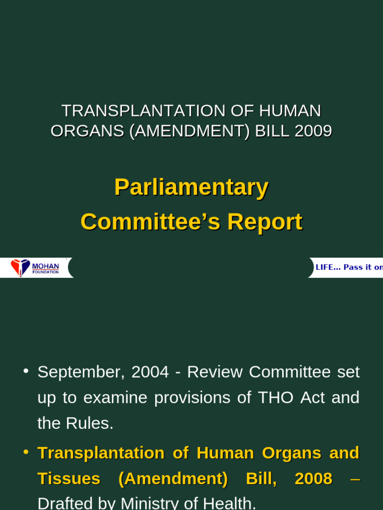 Parliamentary Report | PDF | Organ Transplantation | Organ Donation