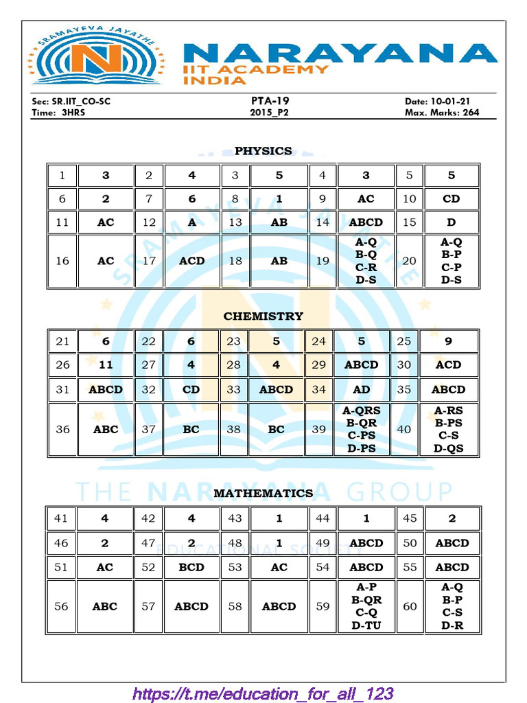 Pta-19 - Key - Sol | PDF | Calcium | Silicon