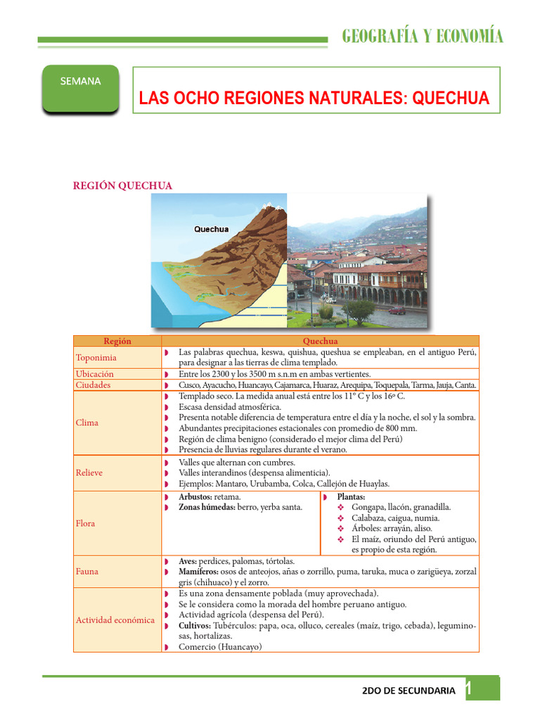 Características de la Región Quechua | PDF | Hogar, jardinería y bricolaje