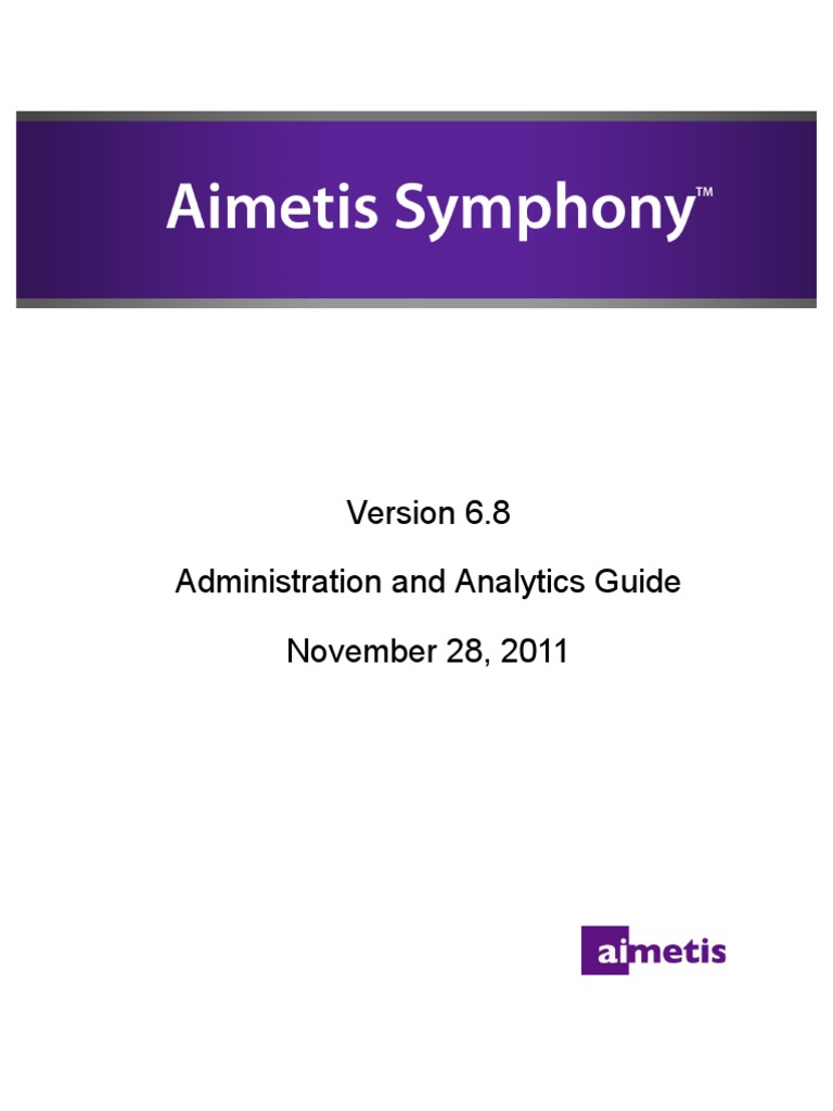 Aimetis Symphony Administration and Analytics Guide November 28 2011 | PDF | Windows Registry ...