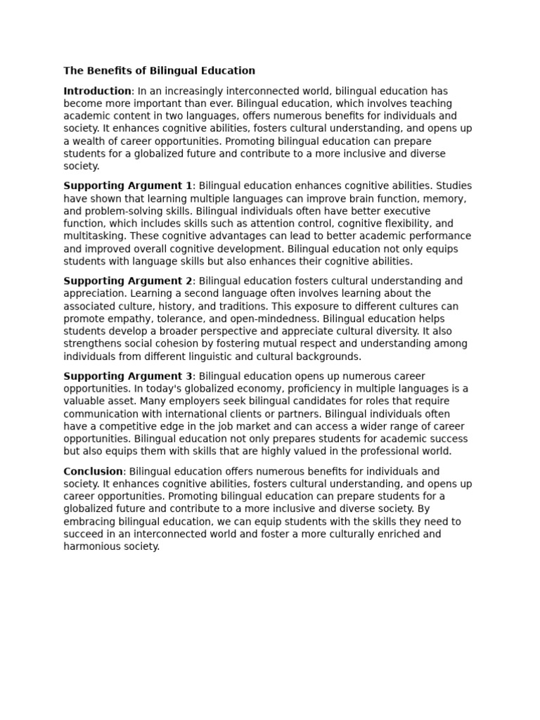 Benefits of Bilingual Education | PDF | Multilingualism | Cognition