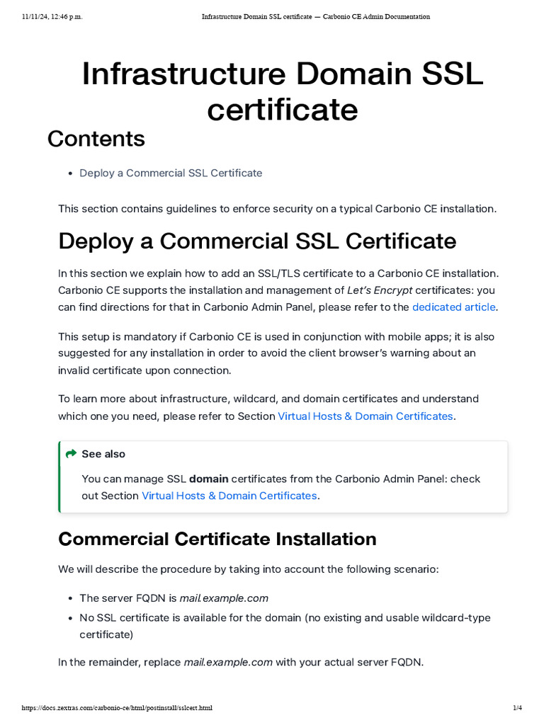 Install SSL Certificate on Carbonio CE | PDF | Public Key Certificate | Transport Layer Security