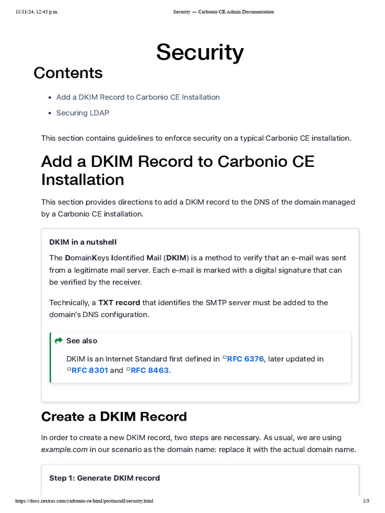 Security - Carbonio CE Admin Documentation | PDF | Computer Mediated Communication | Internet ...