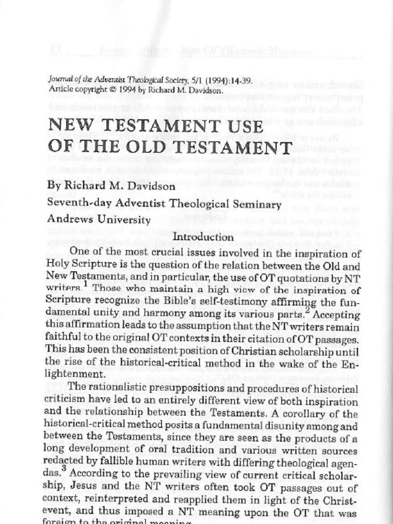 New Testament Use of The Old Testament | PDF