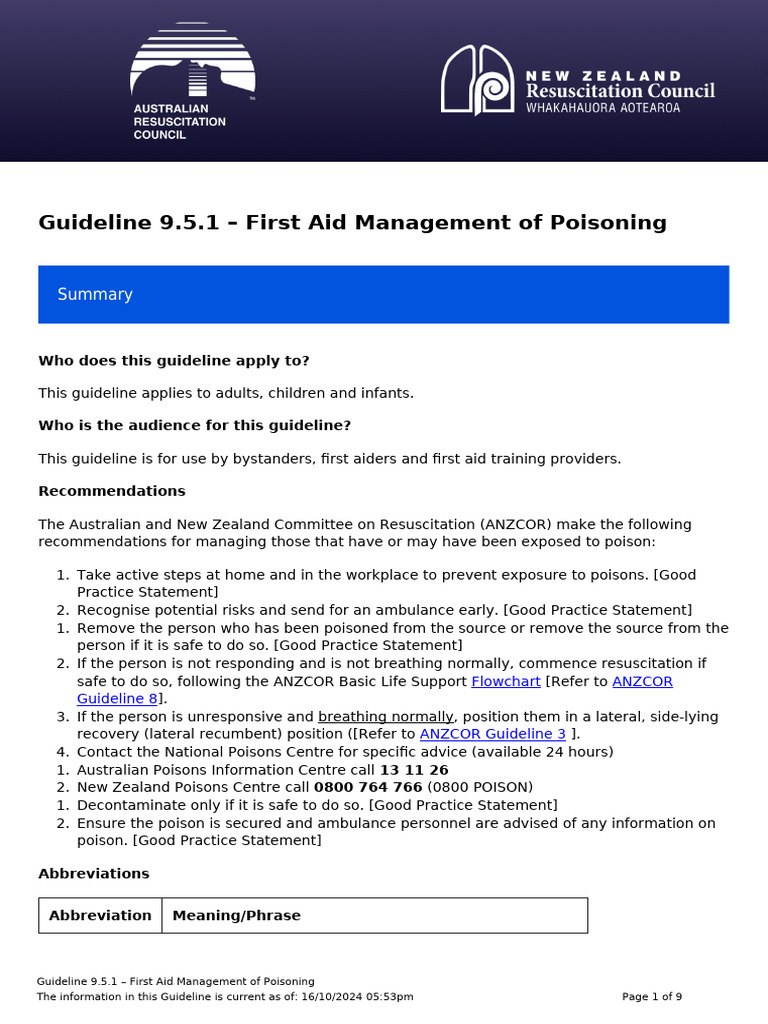 Guideline 9 5 1 First Aid Management of Poisoning 282 | PDF | Poison ...